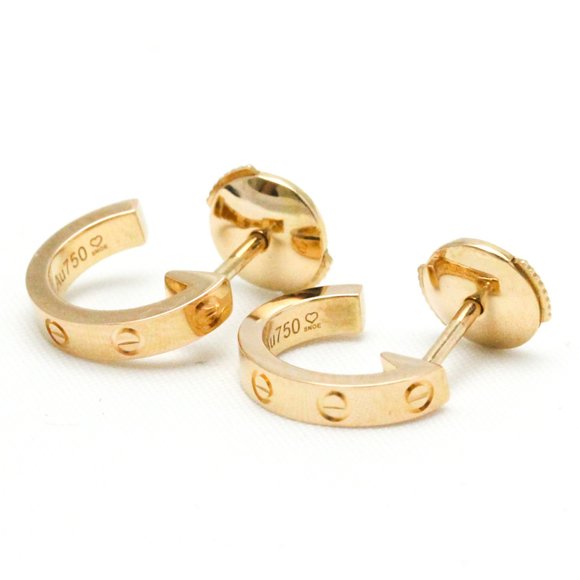Cartier | Jewelry | Cartier Mini Love Earrings No Stone Pink Gold 8k Half Hoop Earrings Pink ...